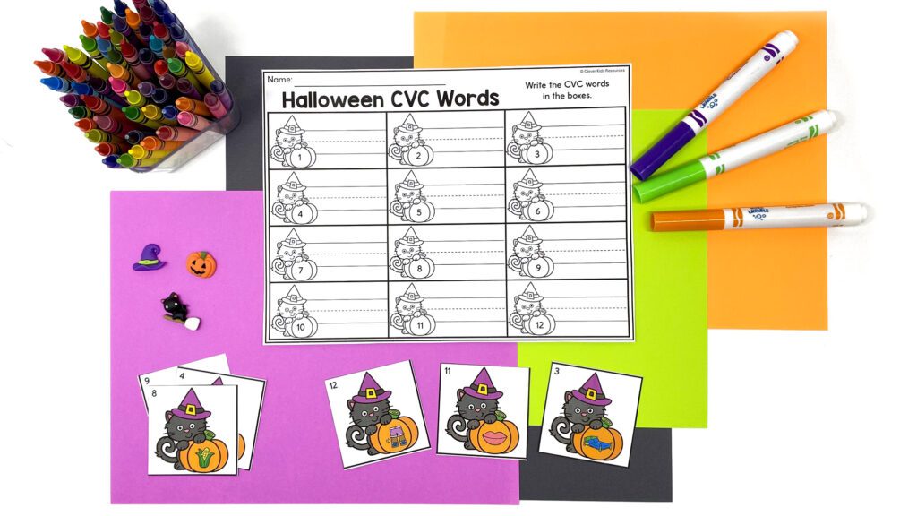 Free Halloween CVC Words Activity for Kindergarten